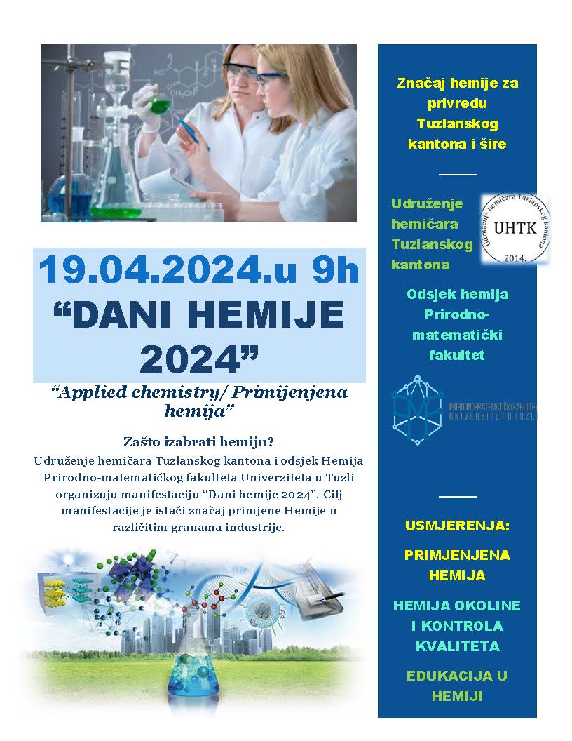 Poziv na manifestaciju "Dani hemije 2024" - Univerzitet u Tuzli