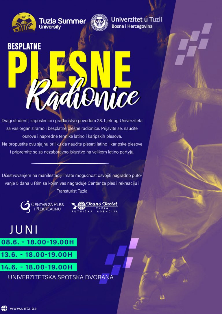 Prijavi se na besplatne plesne radionice, LJUT 2023 - Univerzitet u Tuzli